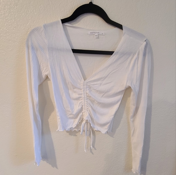antistar | Tops | Antistar White Long Sleeve Crop | Poshmark